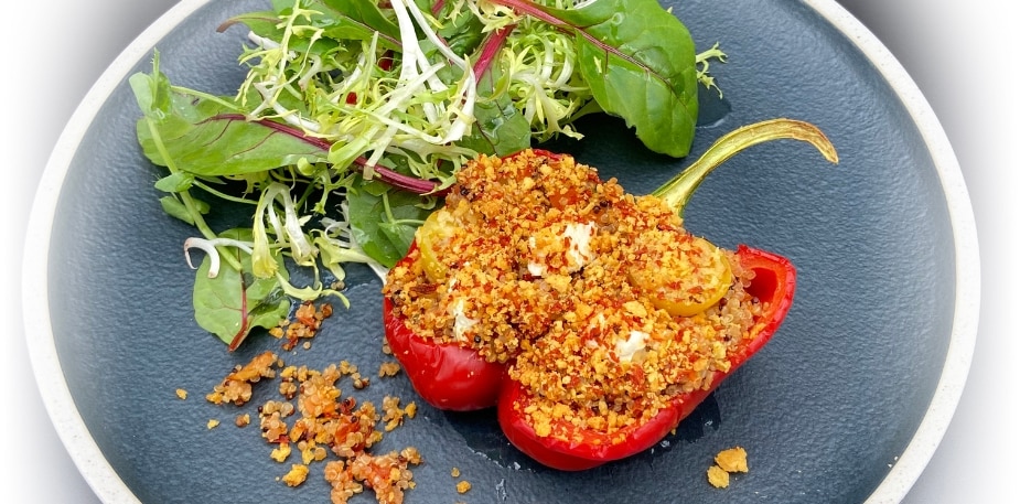 Poivrons farcis, quinoa, tomates orange et feta - Recette